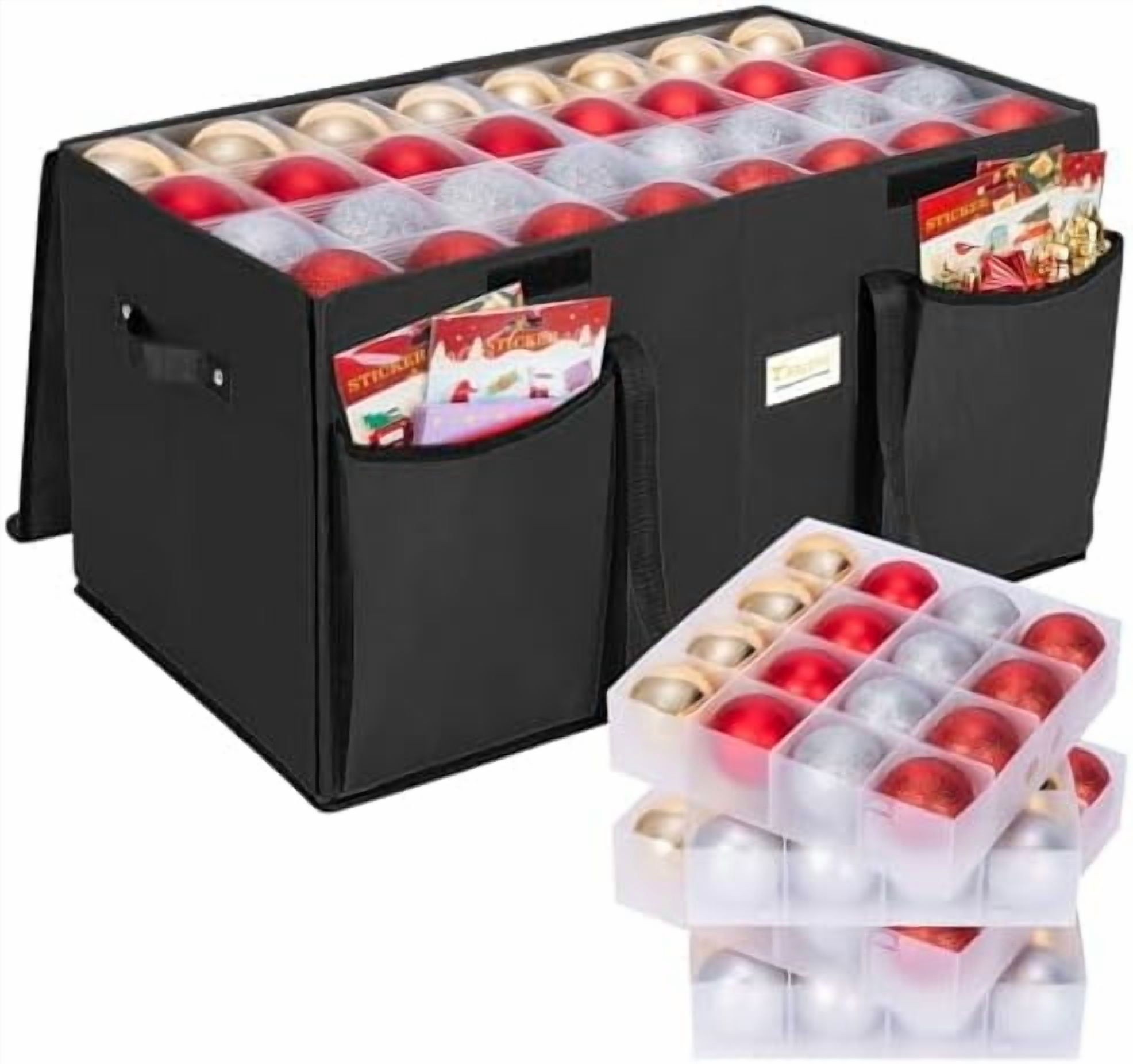 Christmas Ornament Storage Box with Dividers, Premium Holiday Ornaments ...