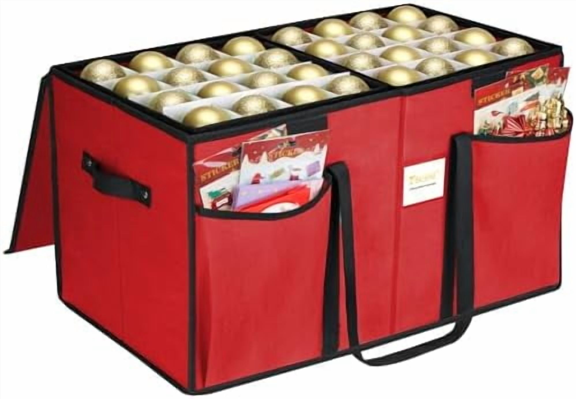 Christmas Ornament Storage Box with Dividers, Premium Holiday Ornaments ...