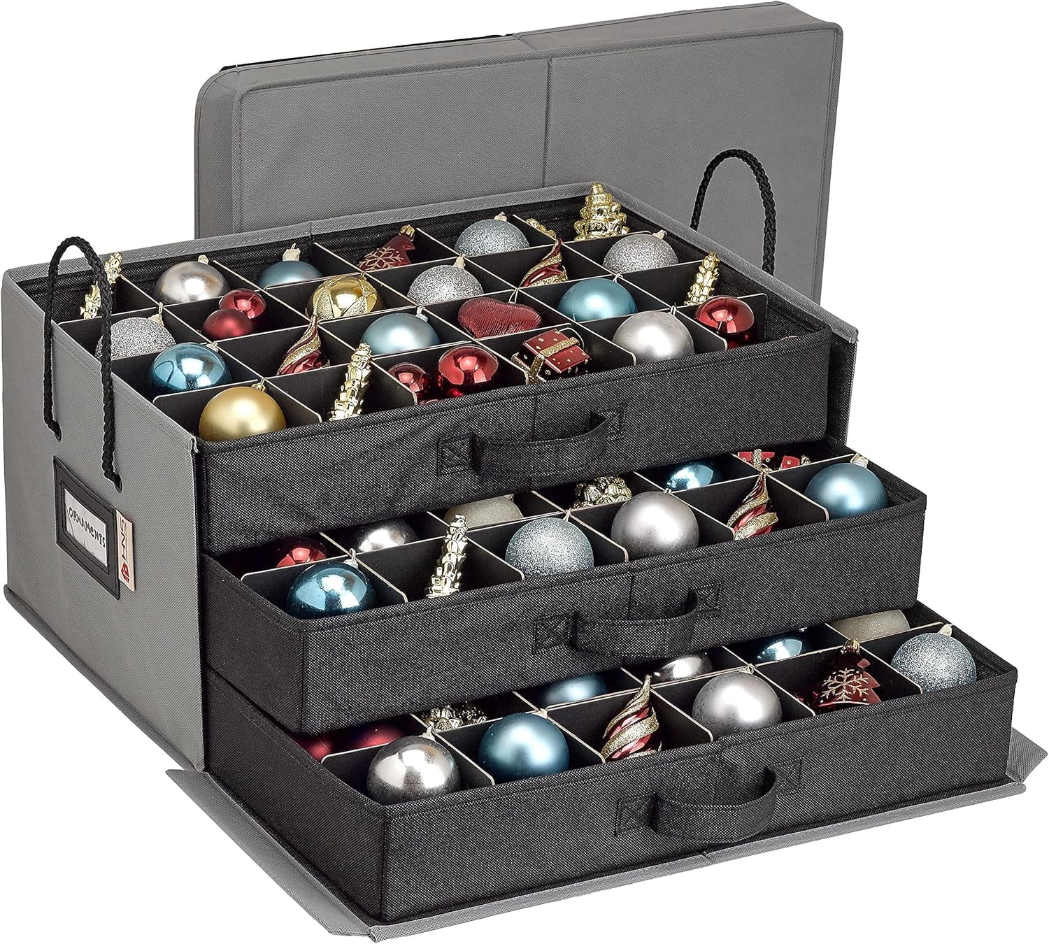 Hold N' Storage Christmas Ornament Storage Box with Dividers and ...