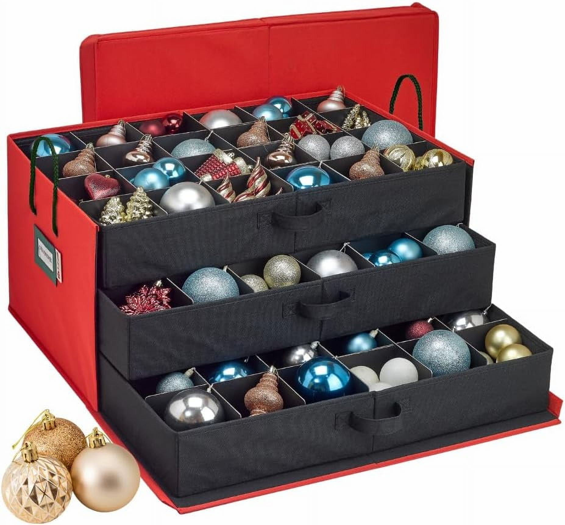 "Heavy Duty Christmas Ornament Organizer Holder- Non-Woven Fabric Red ...