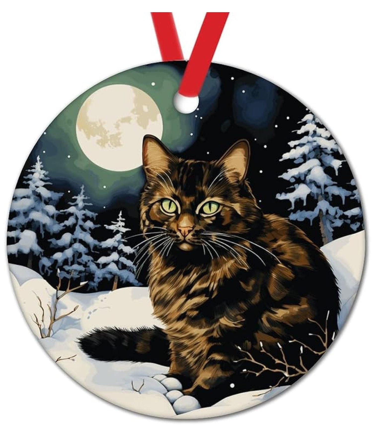 Christmas Ornament Tortoise Shell Cat, Ceramic Hanging Decor Keepsake ...