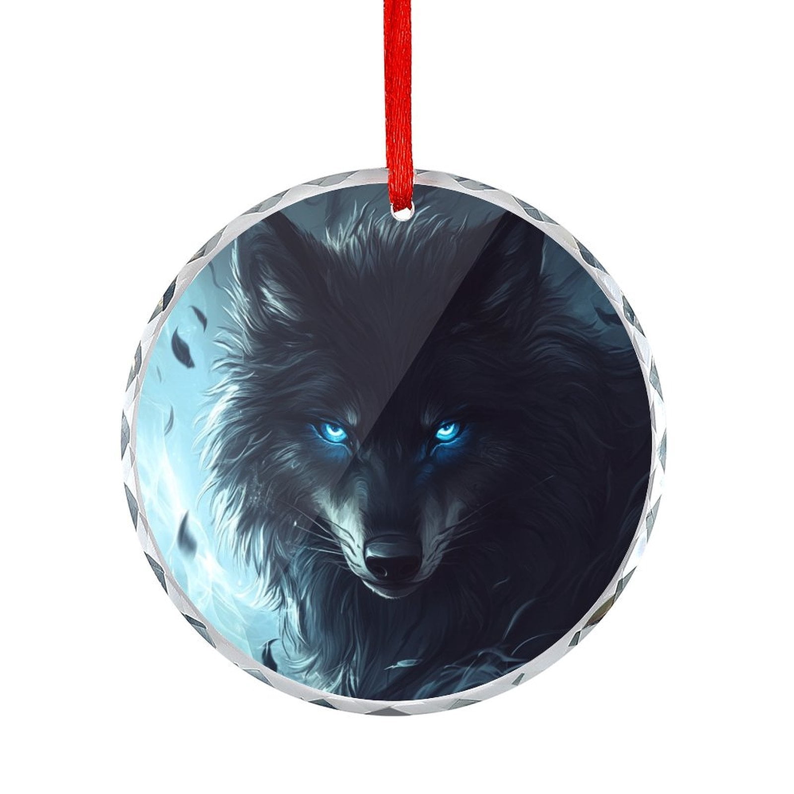 Christmas Ornament Wolf with Blue Eyes Crystal Ornament 2025 Animal ...