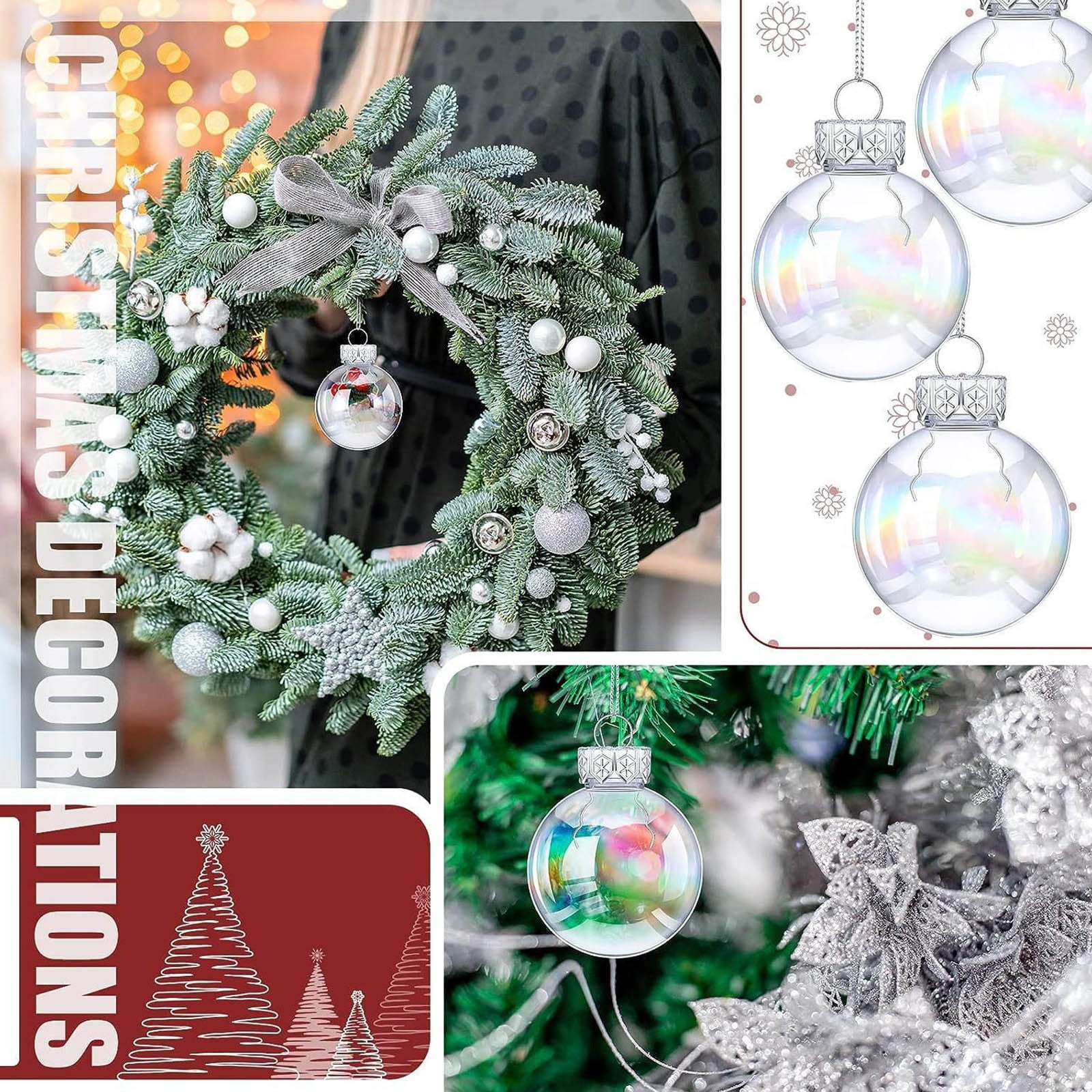Christmas Ornaments 12 Pc —6 Cm Crafts Fillable Christmas Decoration ...