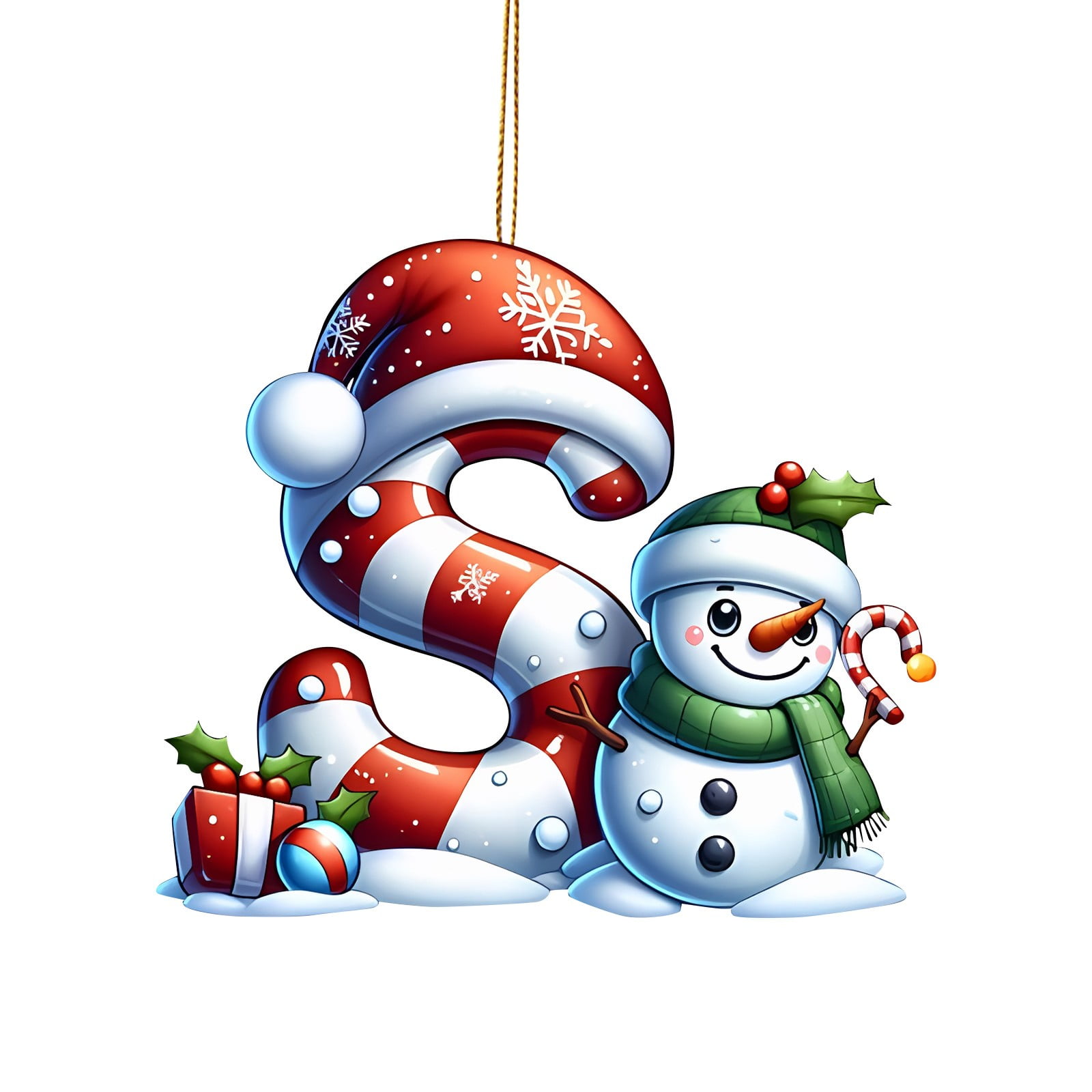 Christmas Ornaments 2025, 2D Acrylic Flat Xmas Letters & Snowman ...