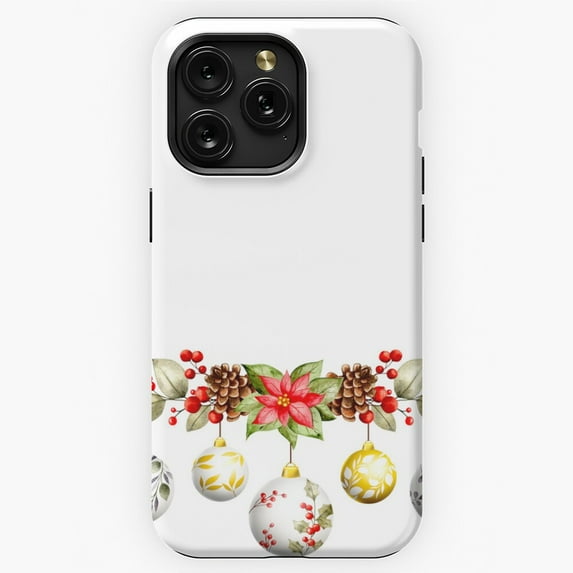Christmas Ornaments And Poinsettia Decorative Pattern iPhone Case 17 to ...
