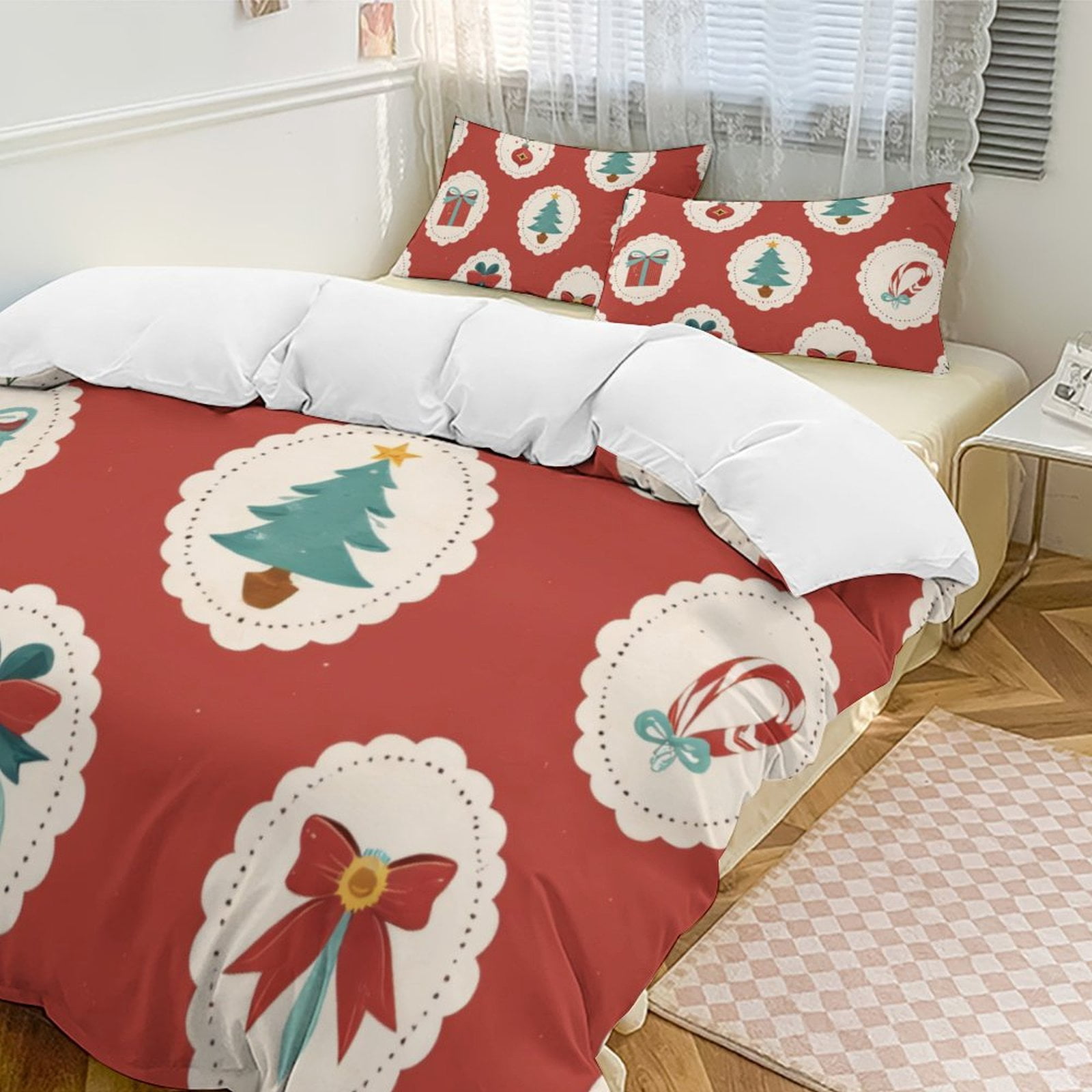 Christmas Ornaments And Trees Pattern 3D Duvet Cover Set Quilt Cover ...