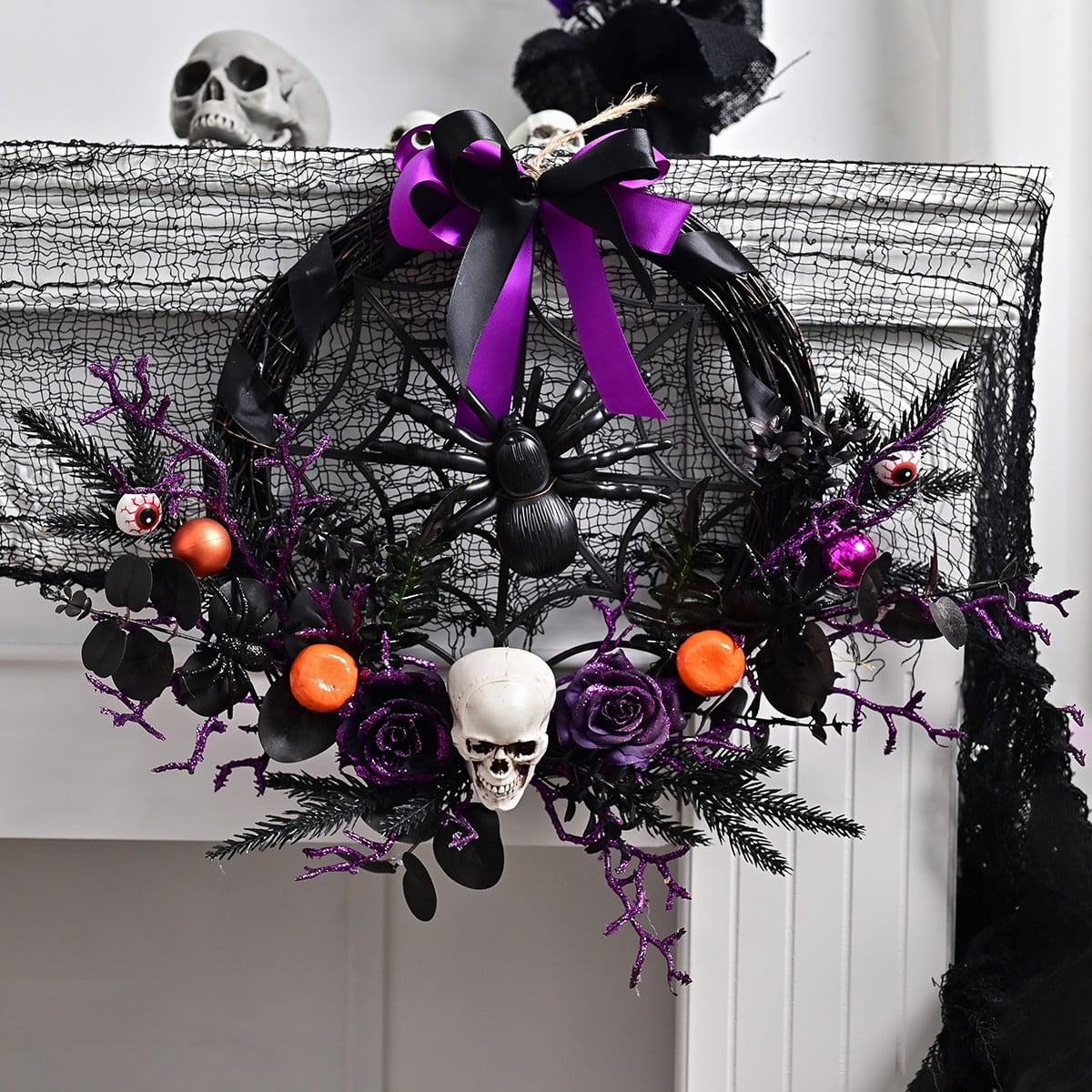 Christmas Ornaments Baeitkot Halloween Wreath Simulation Skeleton Christmas Ball Haunted House ...