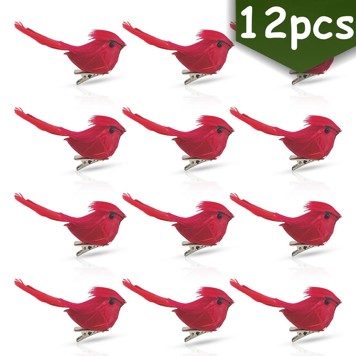 Christmas Ornaments Cardinal Decoration Artificial Birds Clip on ...
