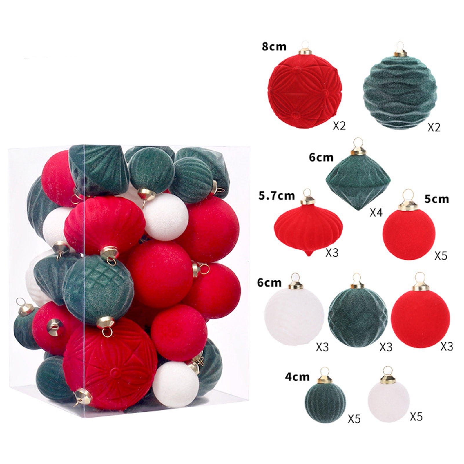 Christmas Ornaments, Christmas Balls, 35 Pcs Shatterproof Flocking ...