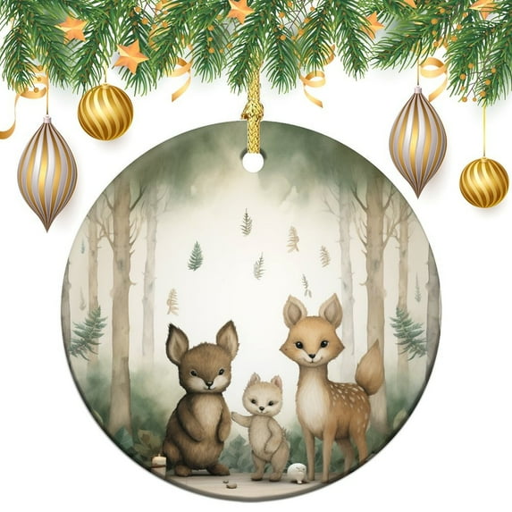 Christmas Ornaments Deer Bear Fox Watercolor Xmas Tree Ornaments ...