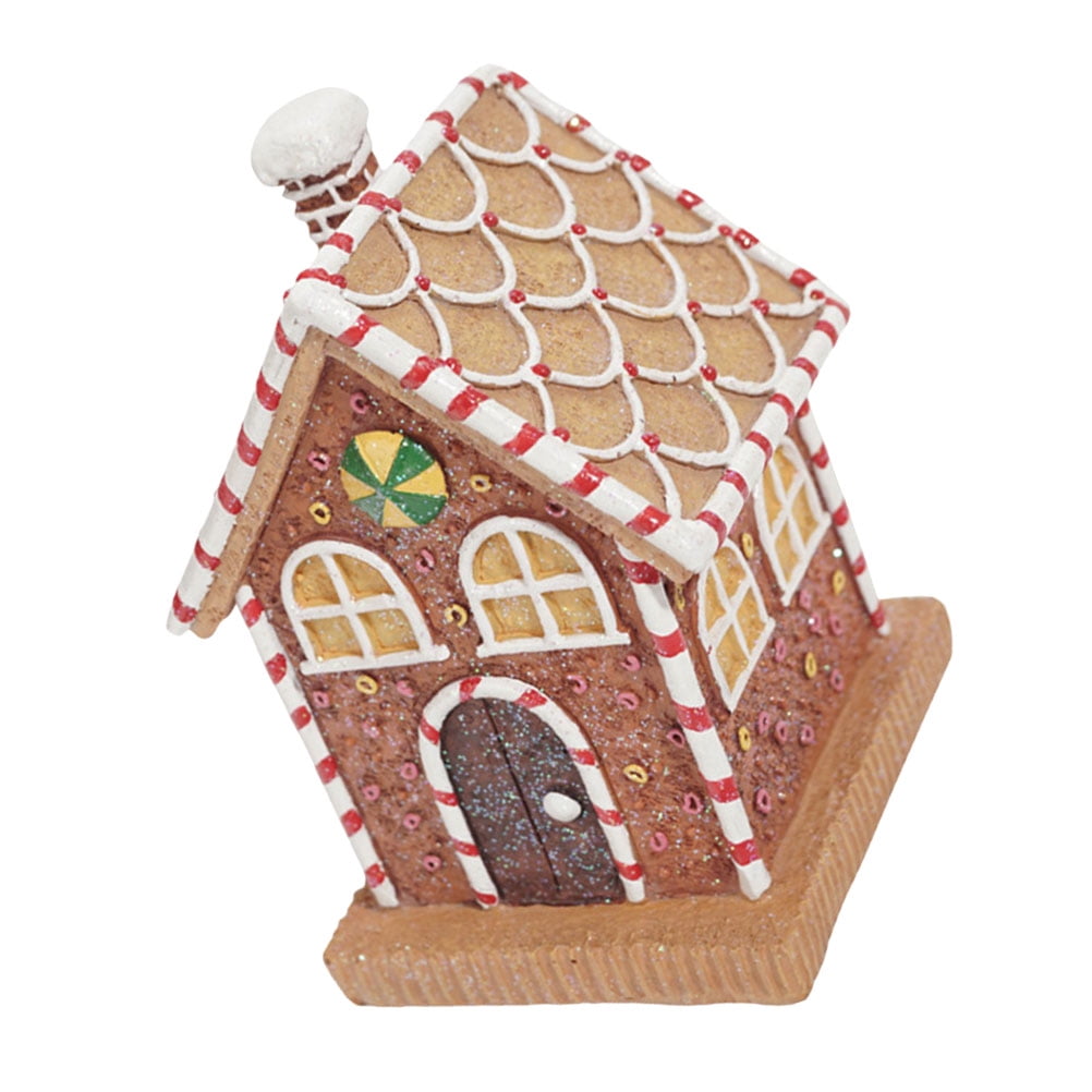 Christmas Ornaments Dining Table Decor LED Gingerbread House Snow ...