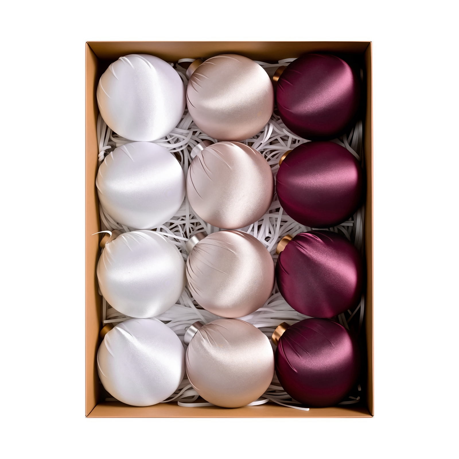 Christmas Ornaments, Flocked Satin Christmas Balls, 12 Pcs Xmas Tree ...