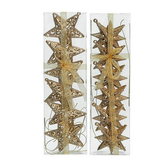 Christmas Ornaments Gold Party Supplies Christmas Star Ornaments Flash ...