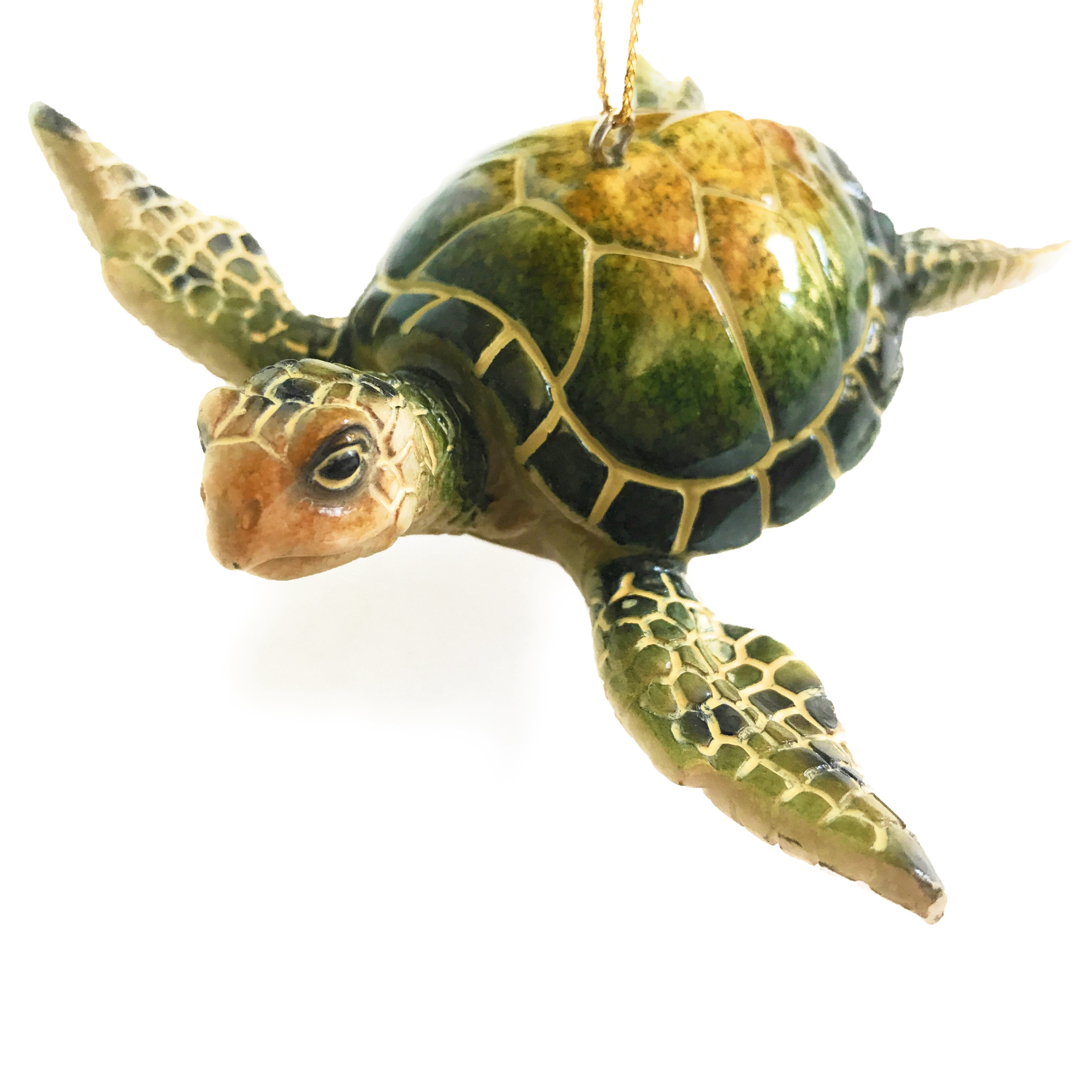 Hand-Painted Green Sea Turtle Christmas Ornaments - Ideal for Tree ...
