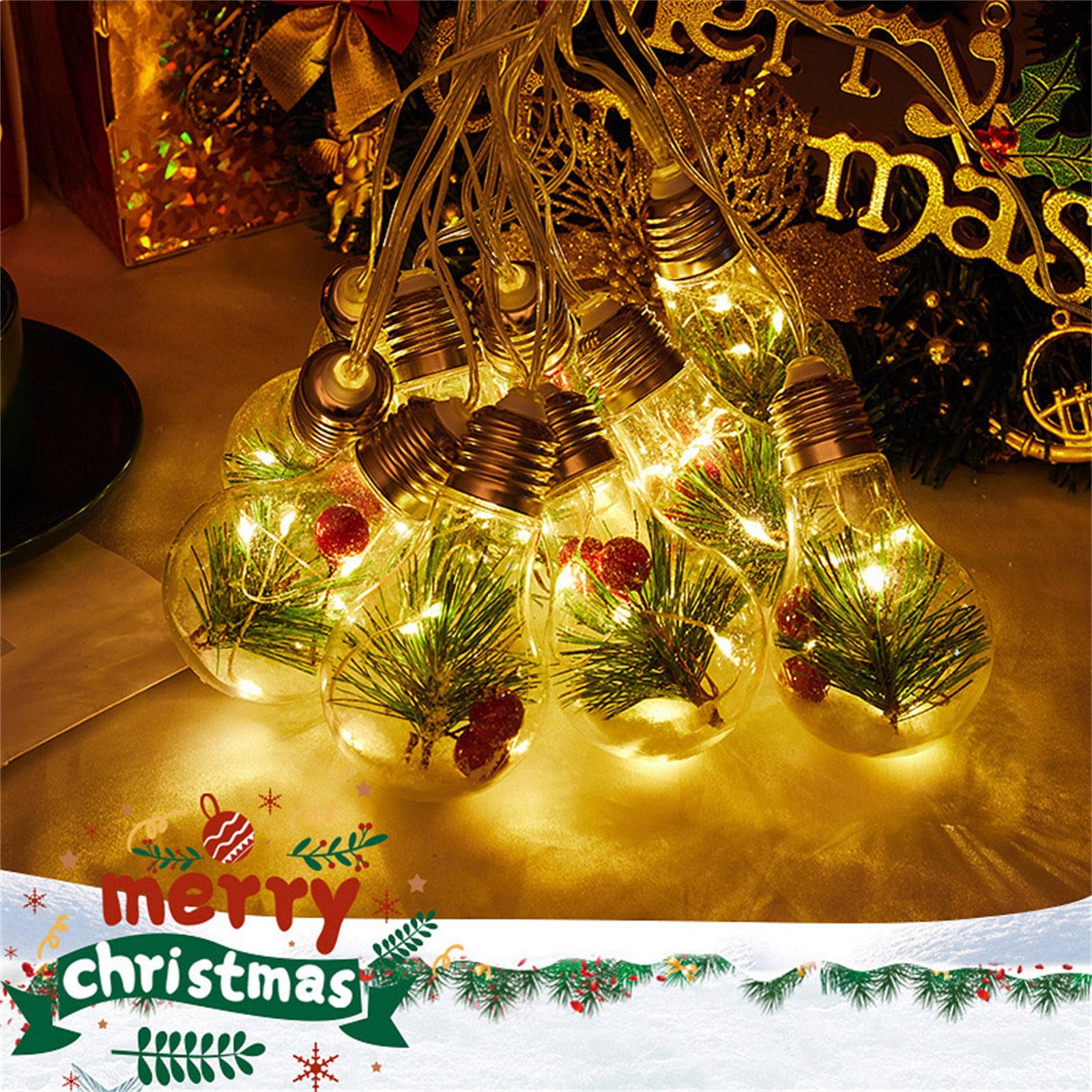 Christmas Ornaments LED Transparent Christmas Ball String Inkberry ...
