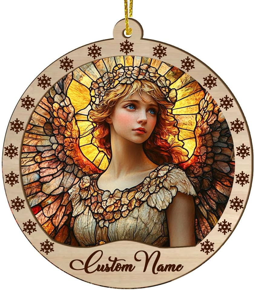 Christmas Ornaments Personalized, Angle Wooden Acrylic Suncatcher ...