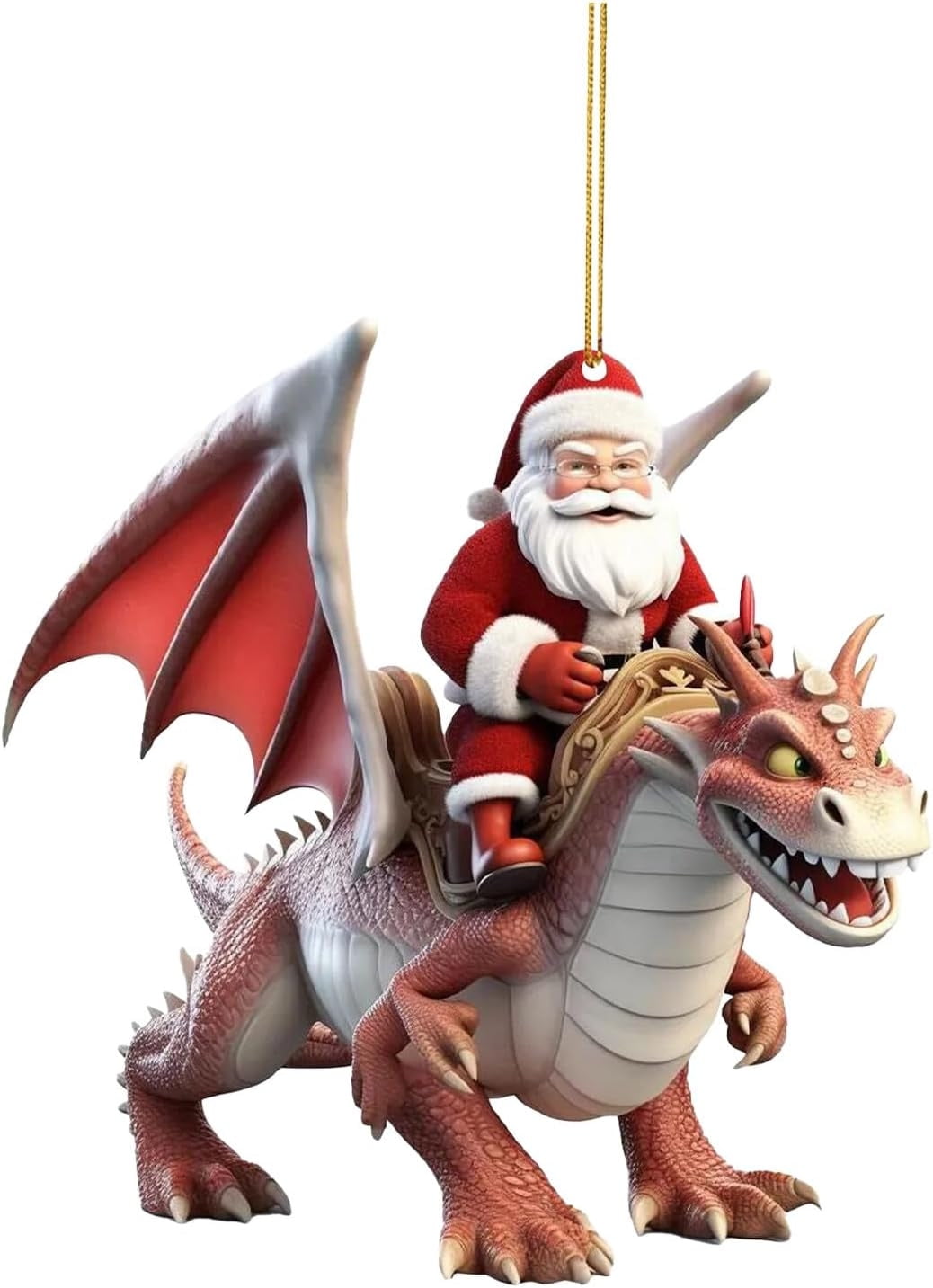 Christmas Ornaments Santa Claus Riding A Flying Dragon Dropping Giftts ...