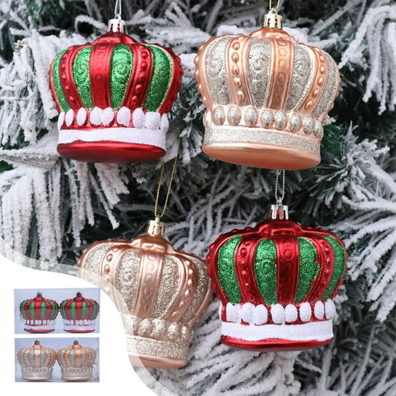 Christmas Ornaments Set, 2 Pack Crown-Shaped Decorative Hanging Balls ...