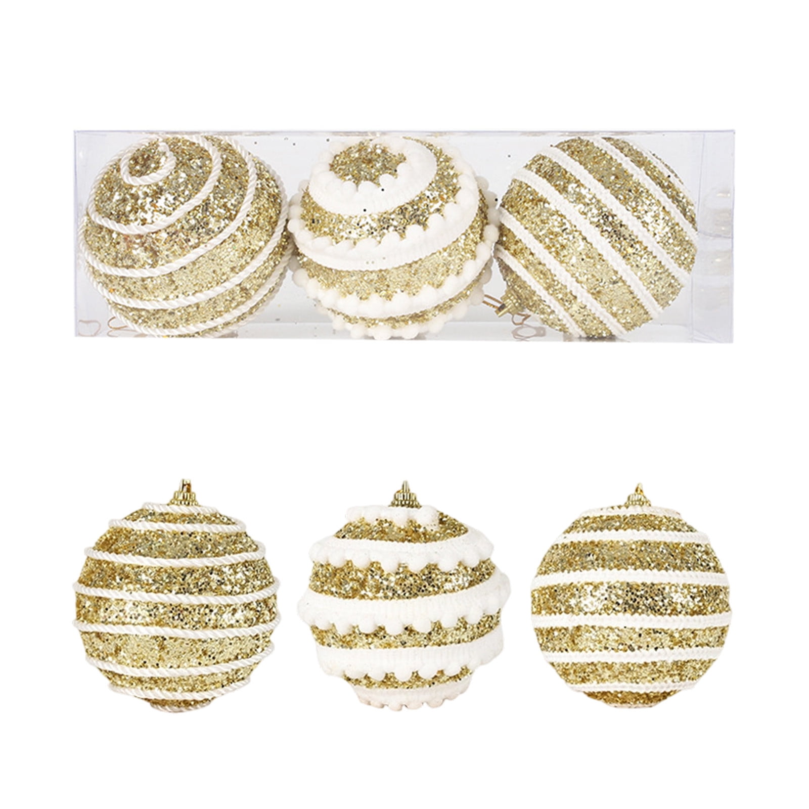 Christmas Ornaments Set of 3 Painted Plastic Christmas Balls with ...