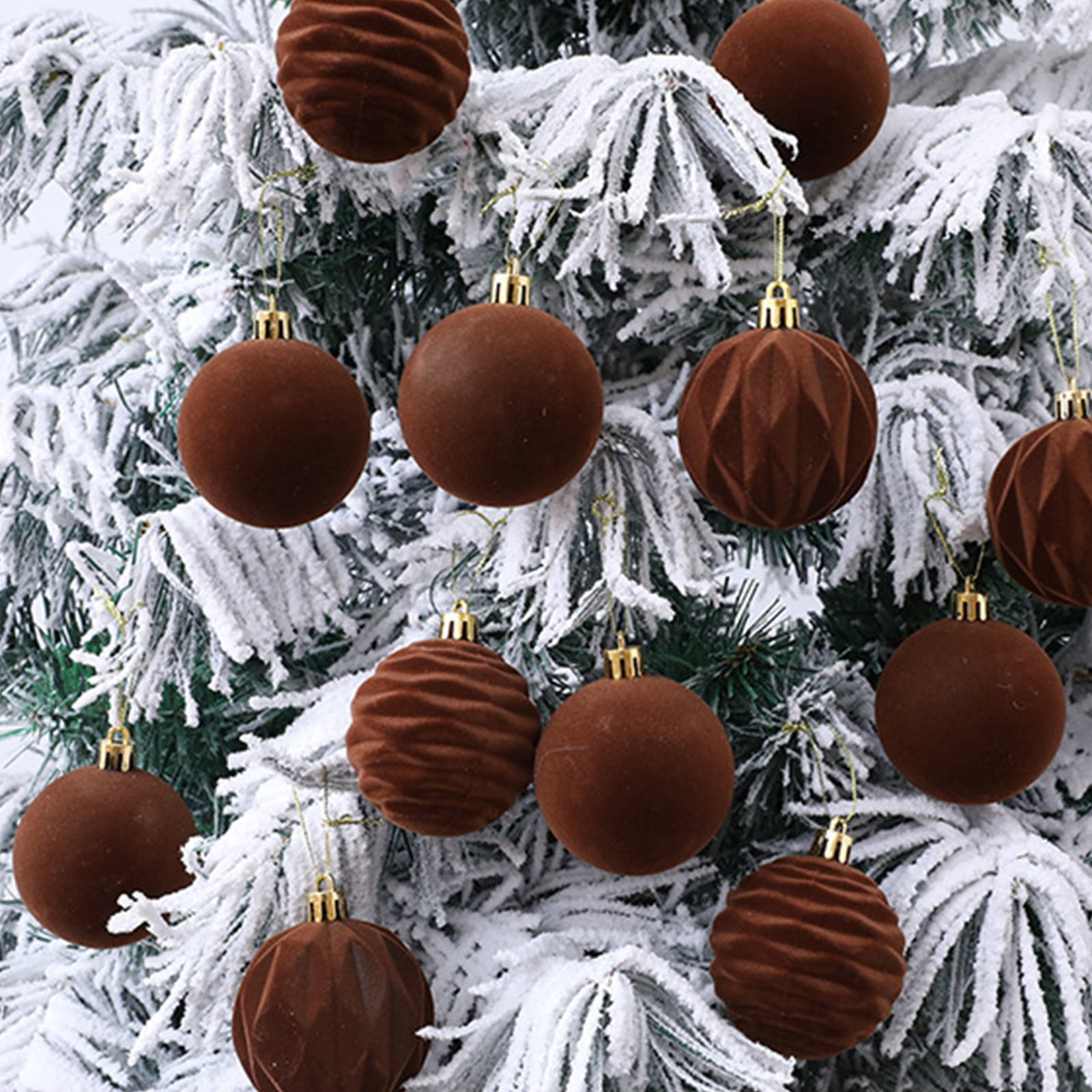 Christmas Ornaments Set | 6cm Multicolor Flocked Plastic Ball ...