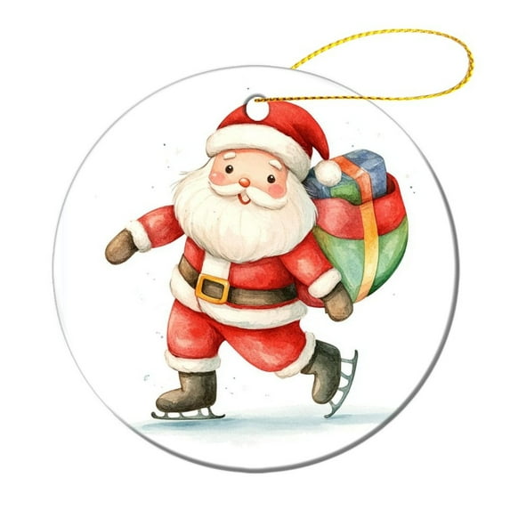 Christmas Ornaments Skating Santa Claus 2 Side Printed Ornaments ...