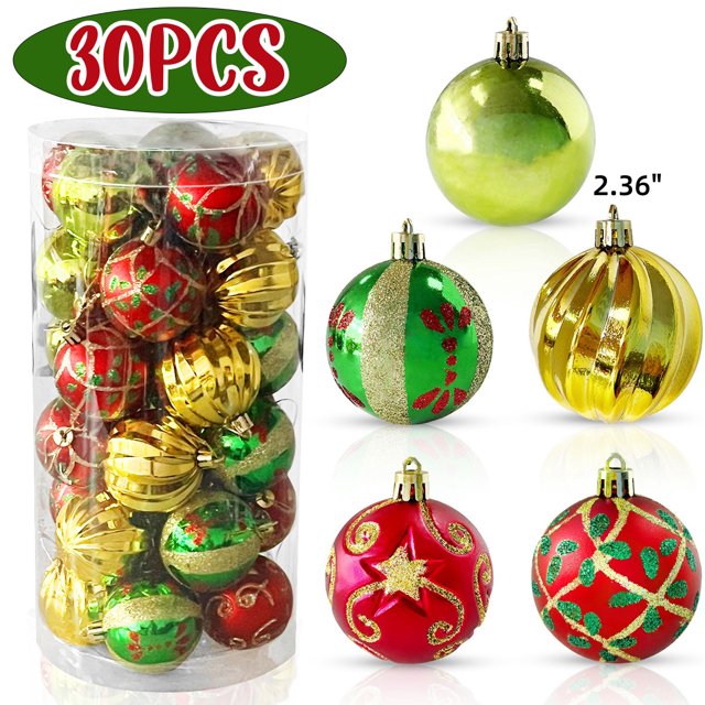 Christmas Ornaments Tree Decoration Ornament Ball Set 2 36 Red Green