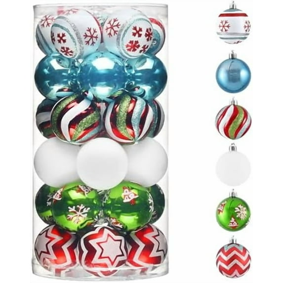 Christmas Ornaments Tree Decorations, 30ct Colorful Red Green Blue ...