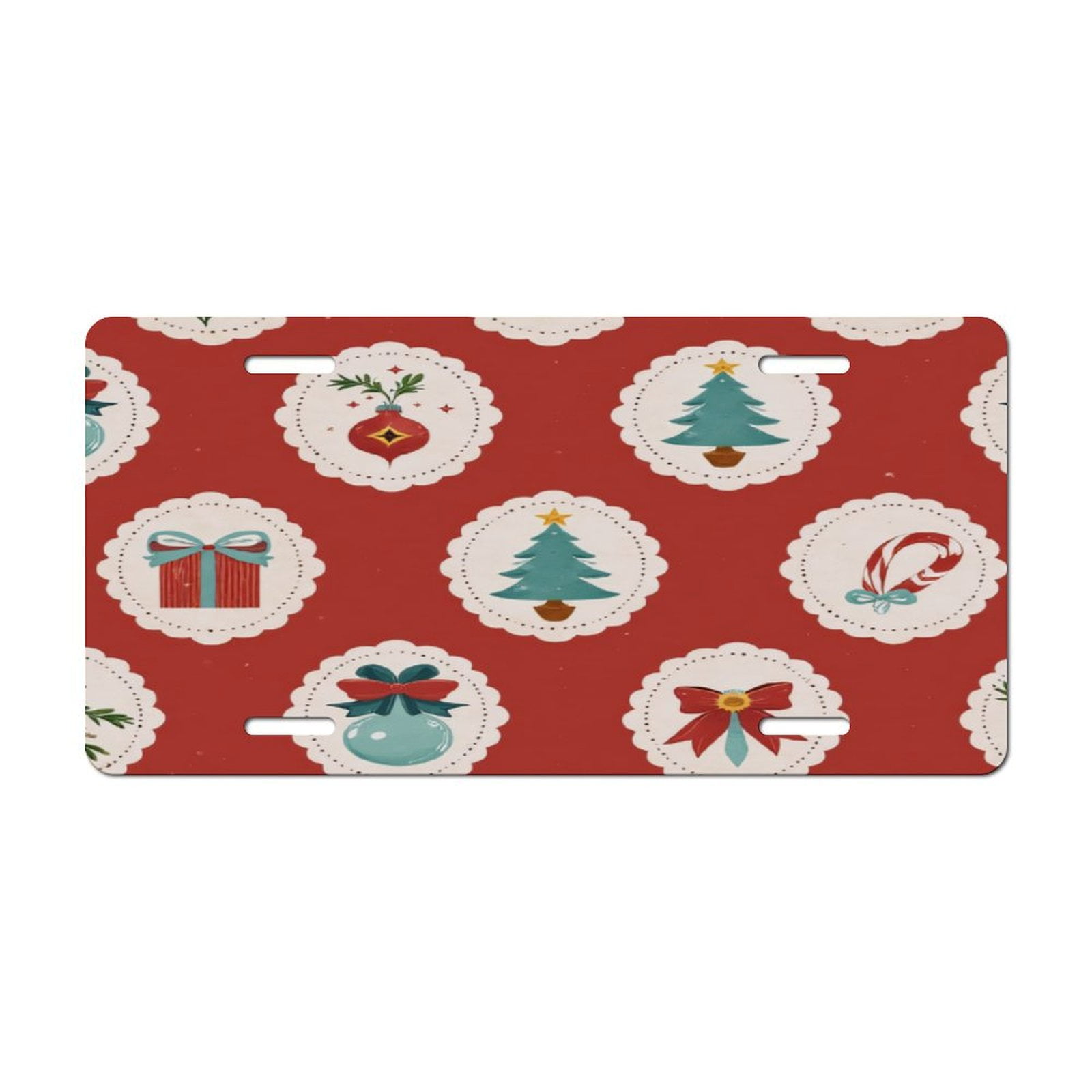 Christmas Ornaments And Trees Pattern Car Decorative Front License ...