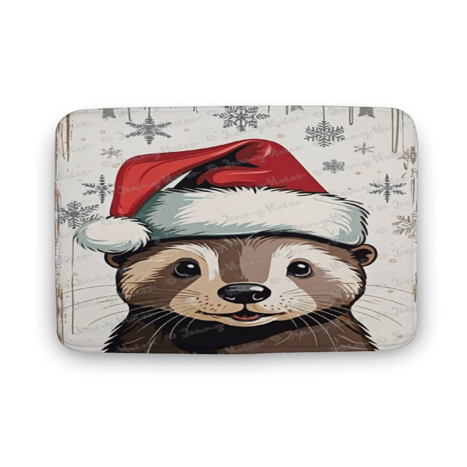 Christmas Otter Print Bath Rug, Coral Velvet, 20"x32", Ultra Soft and ...