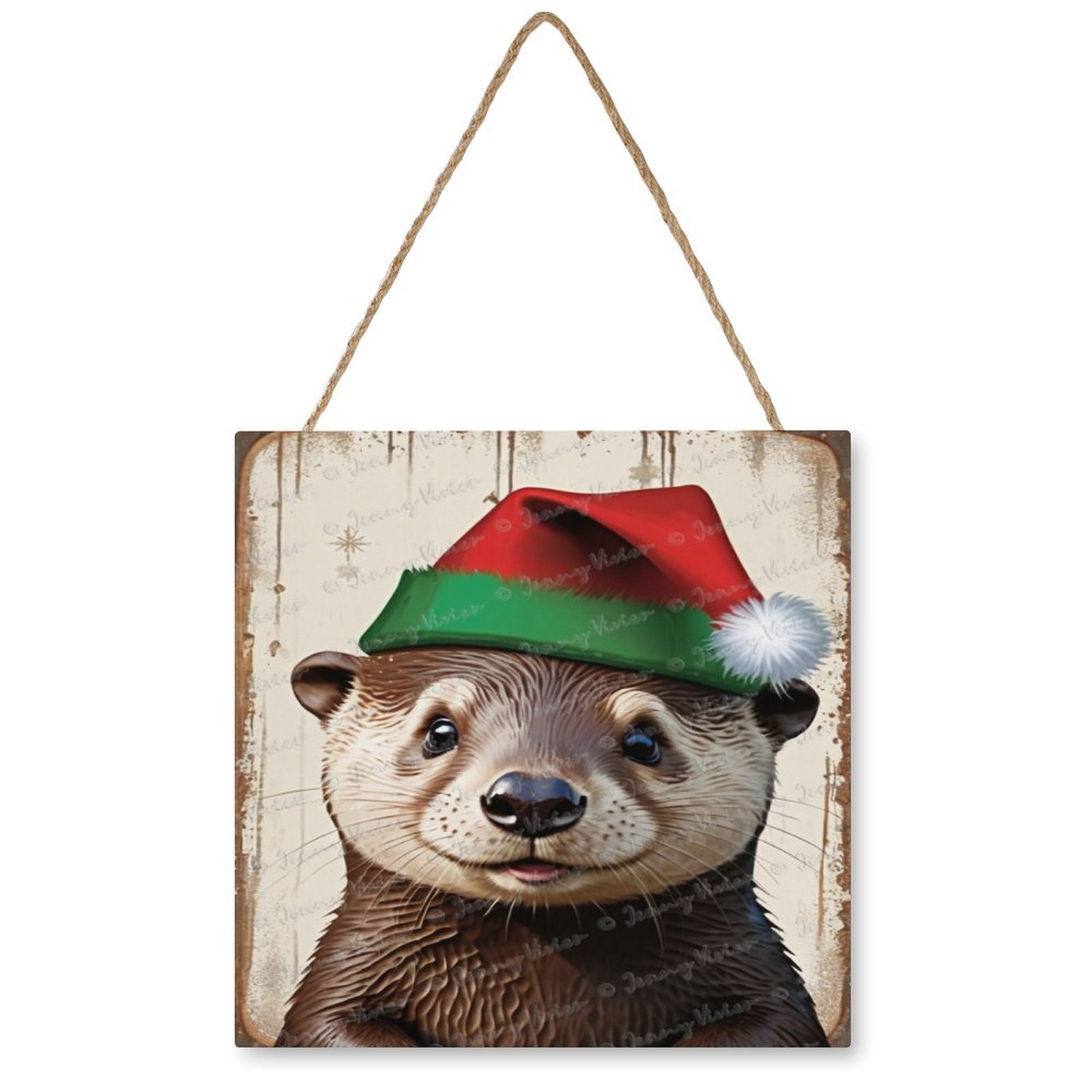 Christmas Otter Wood Hanging Sign for Bedroom Living Room, Wood Wall ...