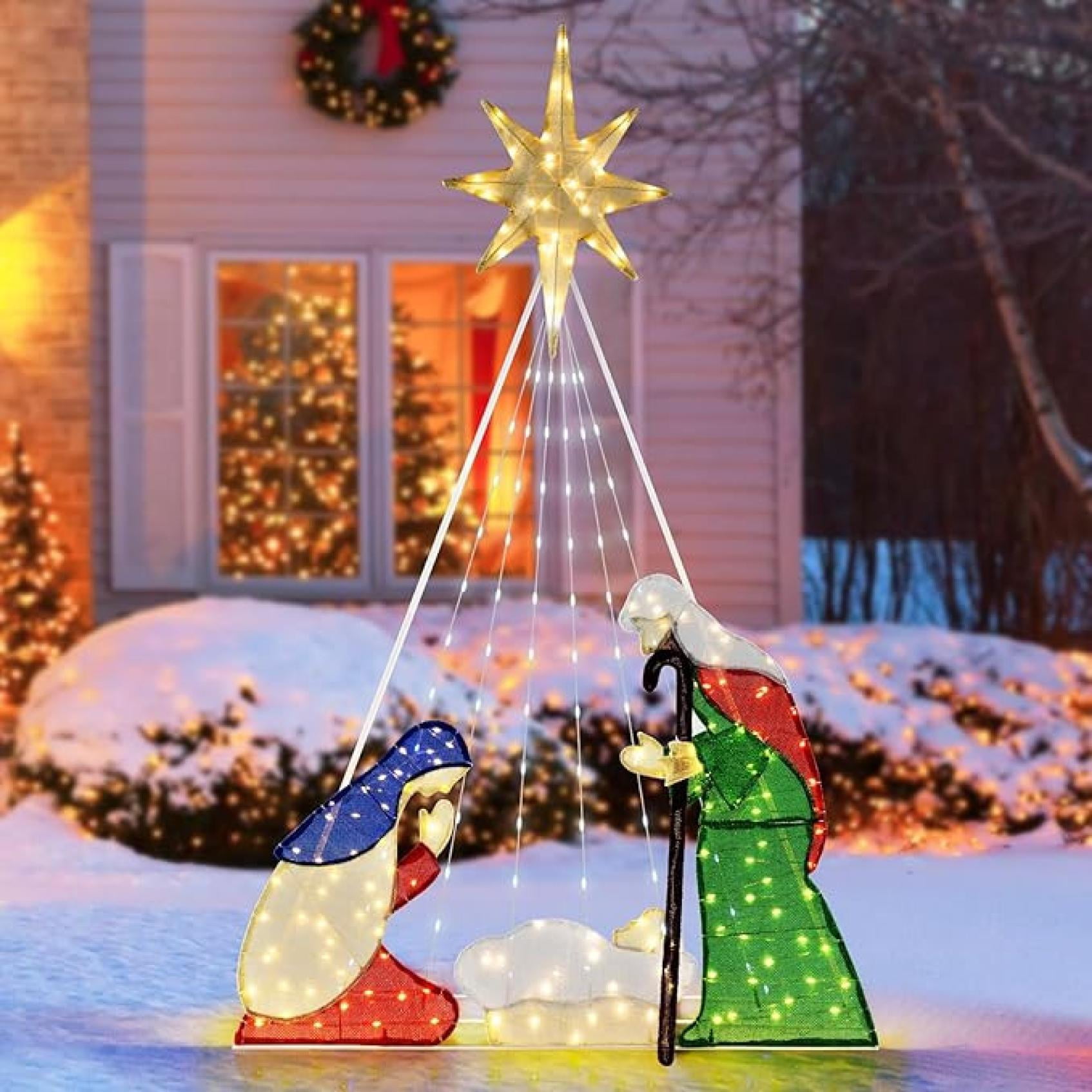 Christmas Outdoor Lighted Nativity Scene,Nativity Set Outdoor Lighted ...