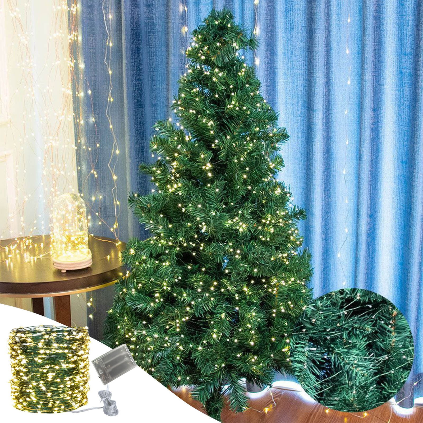 Christmas Outdoor String Lights 100 LED Battery Operated Waterproof ...