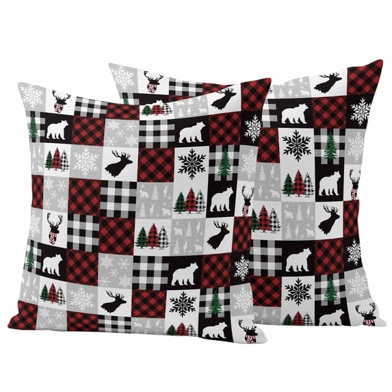 Christmas Outdoor Waterproof Pillow Covers Set of 2, Elk Christmas Tree ...