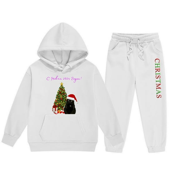 Christmas Outfits Girls Kids Christmas Tree Outfits Hoodie 2 Piece Set ...