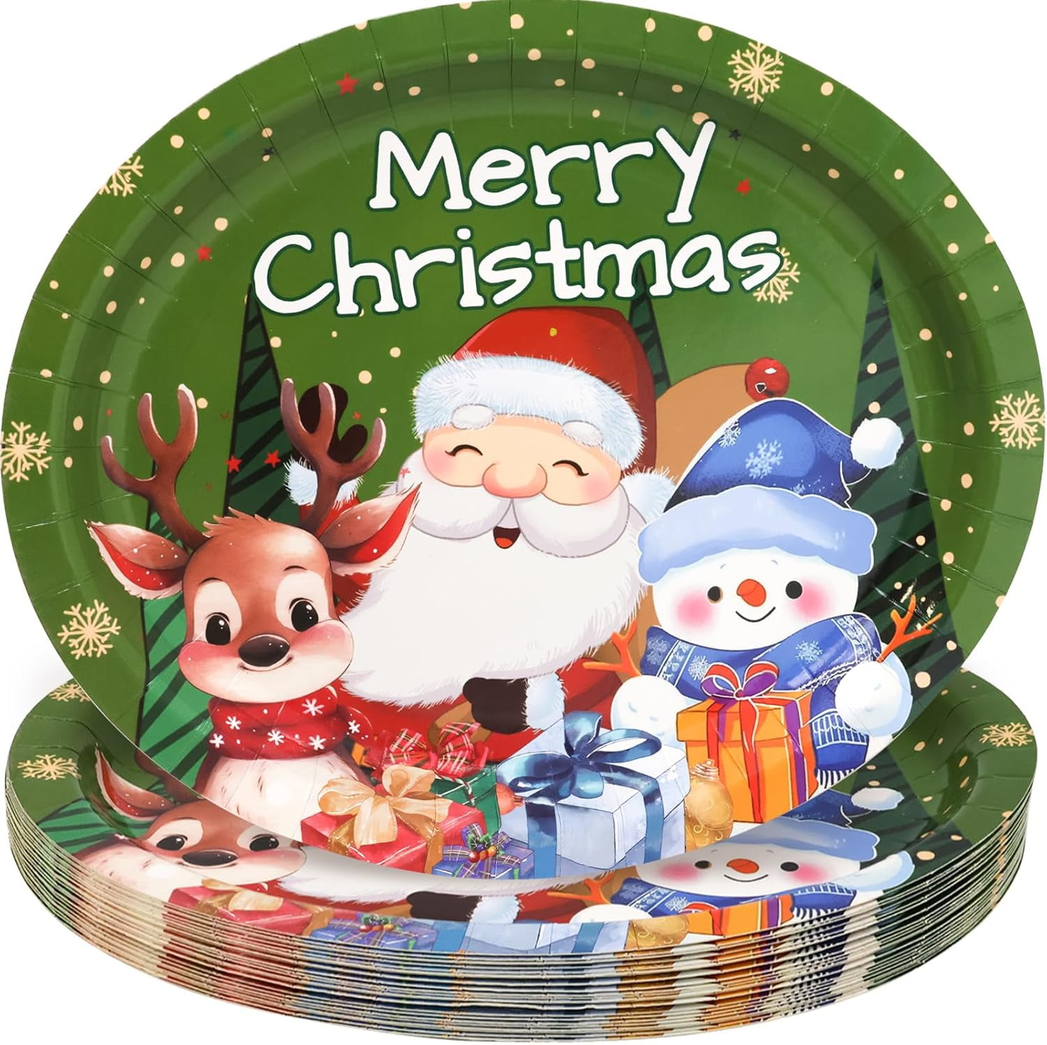 Christmas Oval Paper Plates Santa Snowman Holiday Serving Plates ...