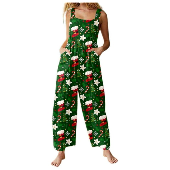 Christmas Overalls Stylish Women's Casual Print Jumpsuit Featuring ...