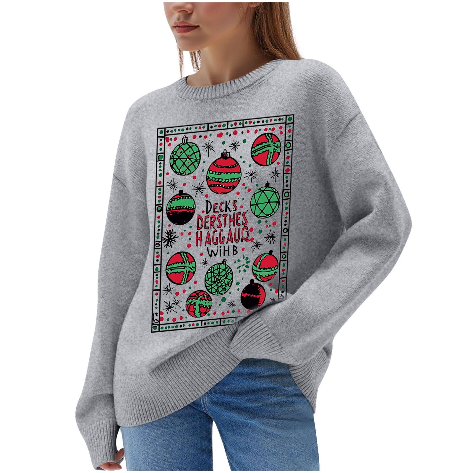 Christmas Oversized Sweaters Womens Funny Holiday Plus Size Ladies ...