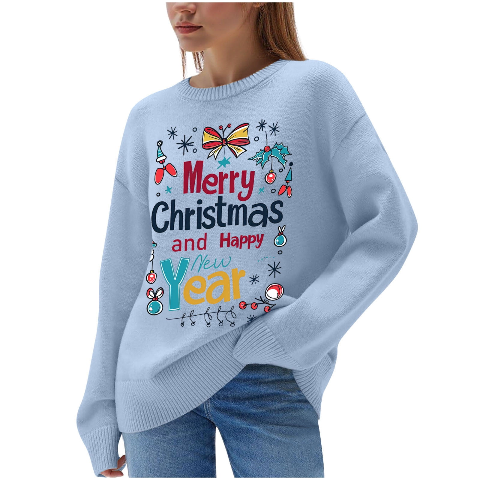 Christmas Oversized Sweaters Womens Funny Holiday Plus Size Ladies ...