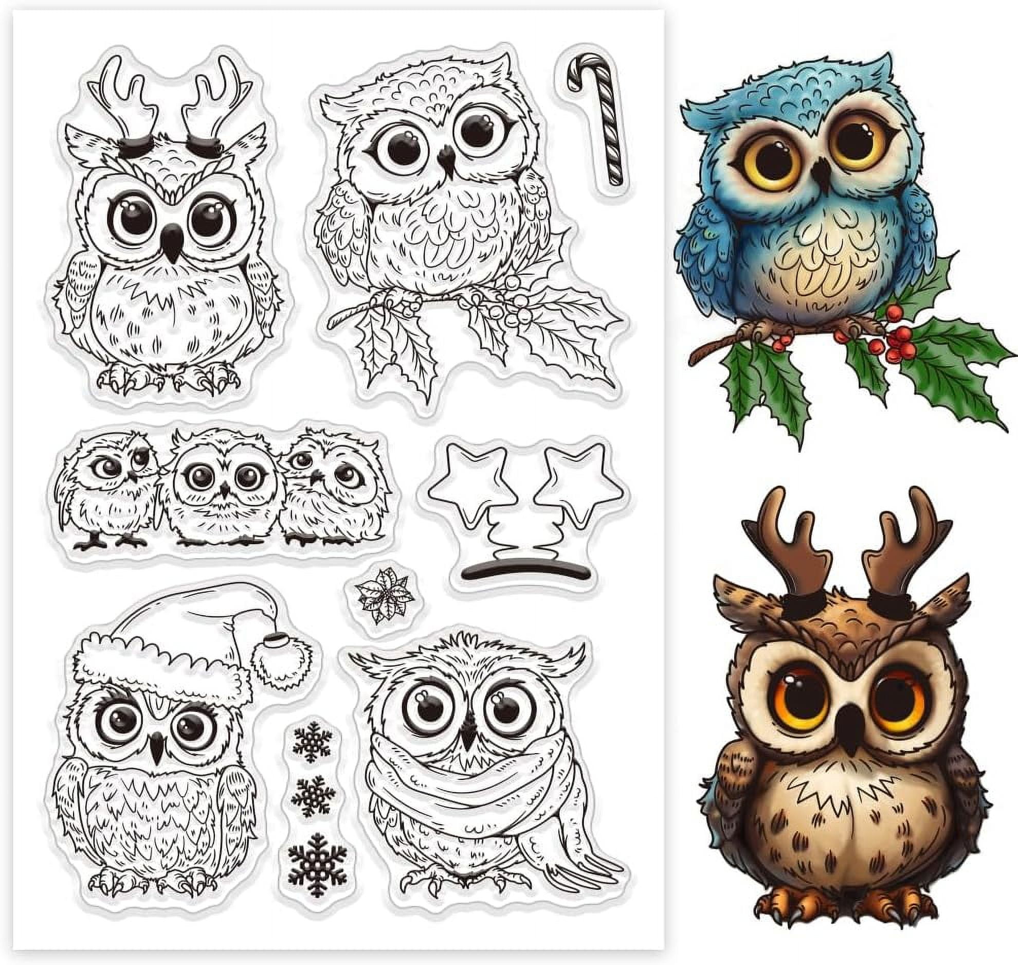 Christmas Owl Clear Stamps Cartoon Animals Silicone Clear Stamp Seals ...