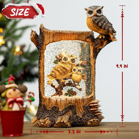 Christmas Owl Family Snow , Musical Glittering Christmas Snow Globes ...
