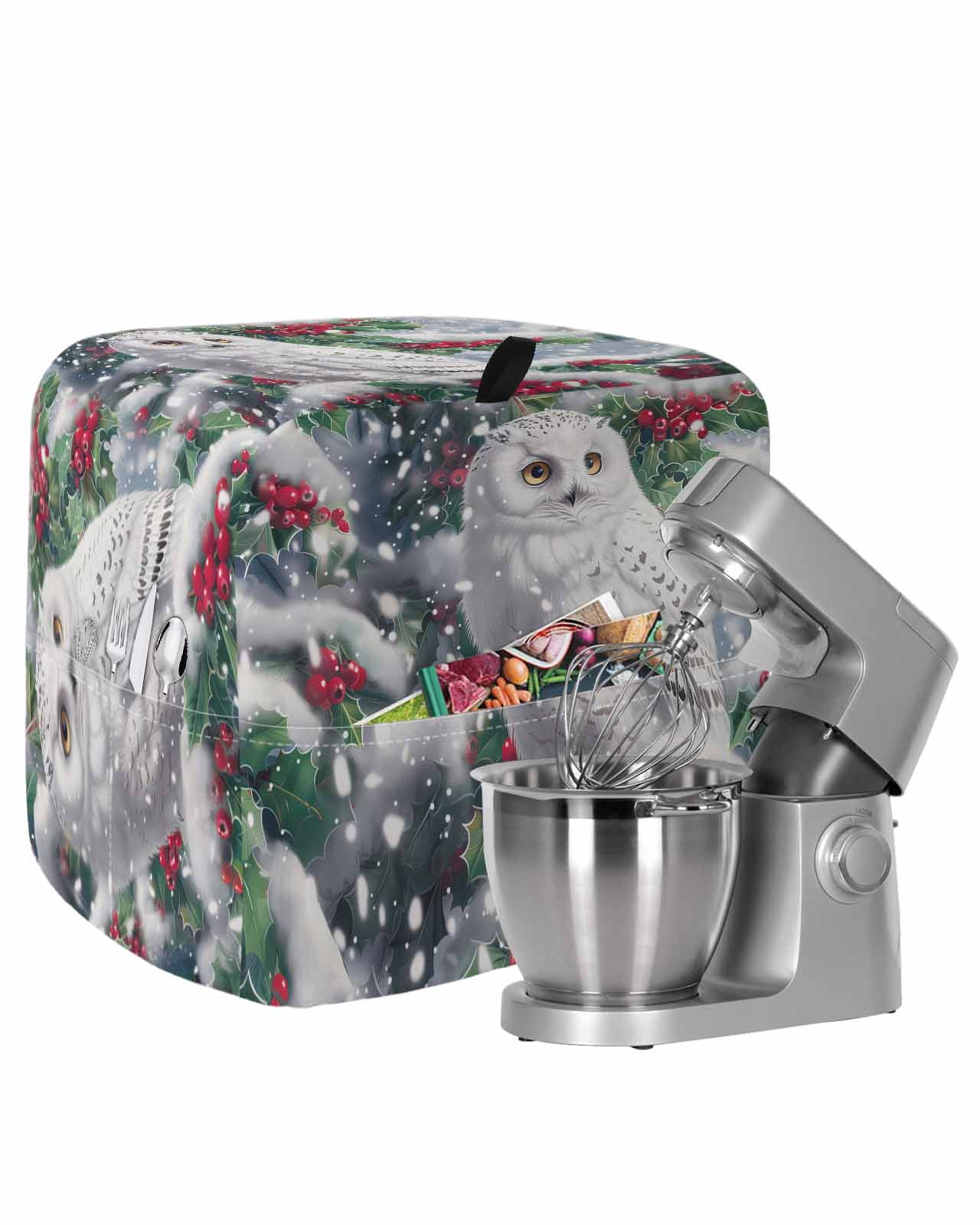Christmas Owl Stand Mixer Dust Cover with Storage Pocket & Handles ...