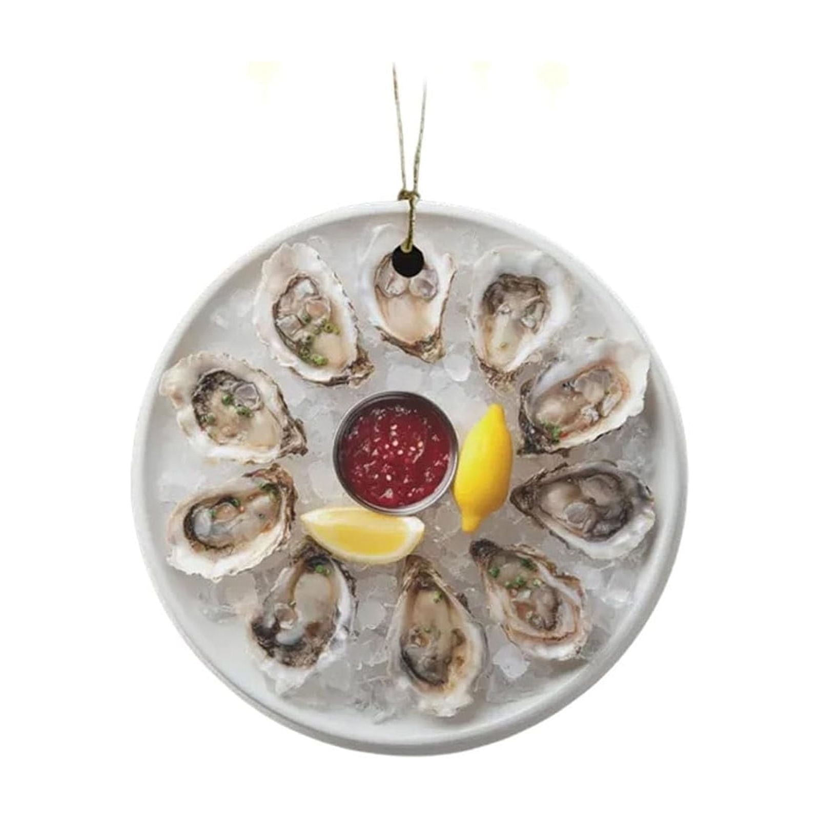 Christmas Oysters Ornament 2D Acrylic Disk Mounted Seafood Hanging ...