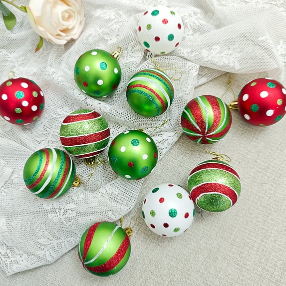 Christmas Painted Ball Set 34-Piece Gift Box, Decorative Xmas Ornaments ...