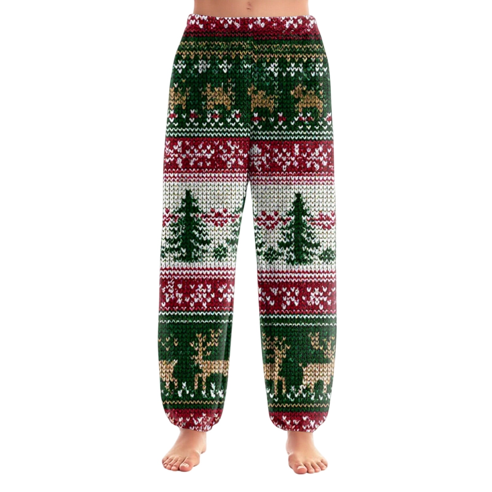 MLQIDK Christmas Pajama Pants Christmas Santa Xmas Tree Snowflake ...