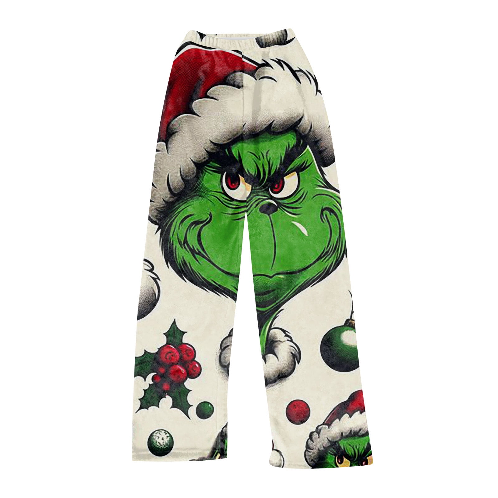Christmas Pajama Pants Elastic Waist Cute Winter Christmas Wide Festive ...
