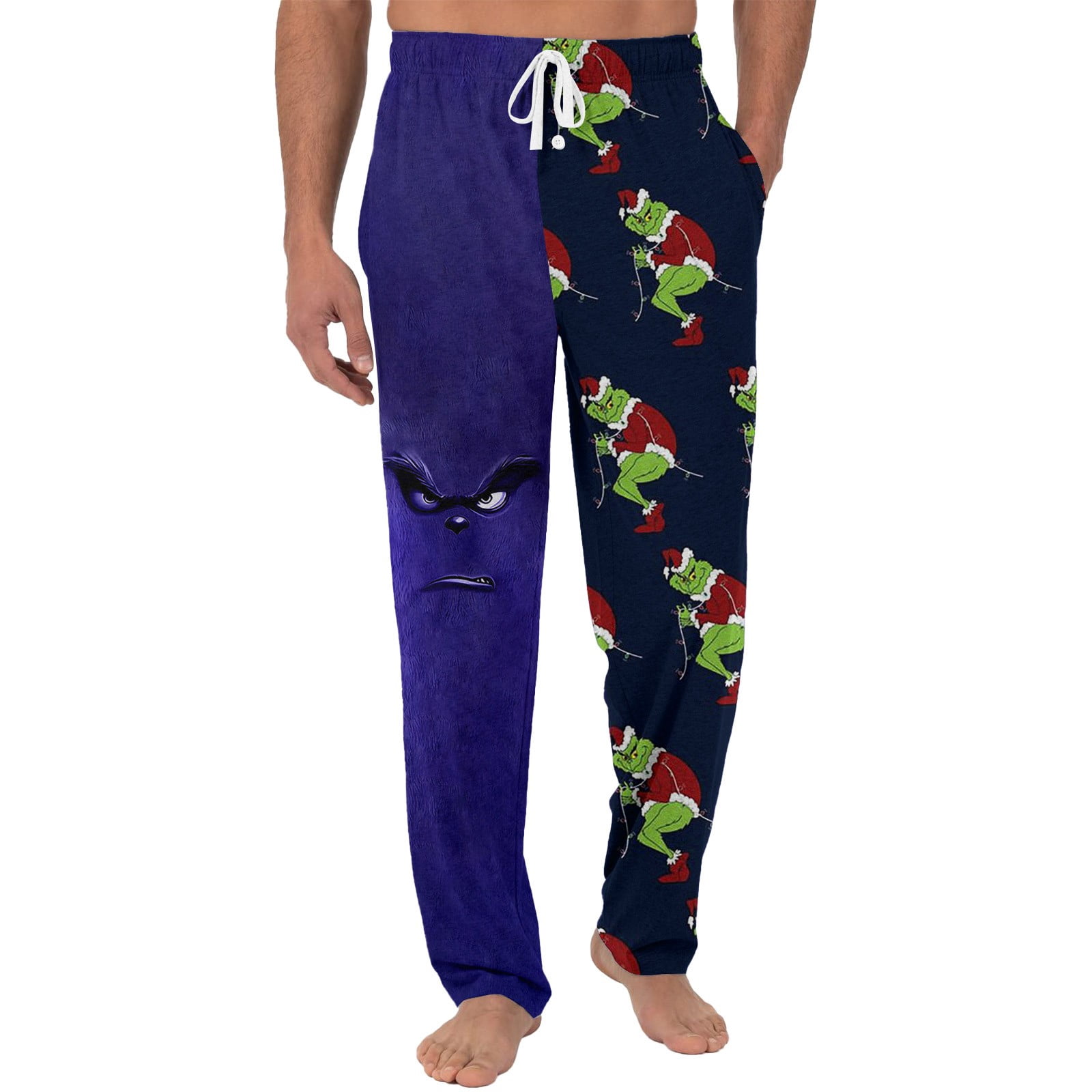 Christmas Pajama Pants Elastic Waist Cute Winter Christmas Wide Men's ...