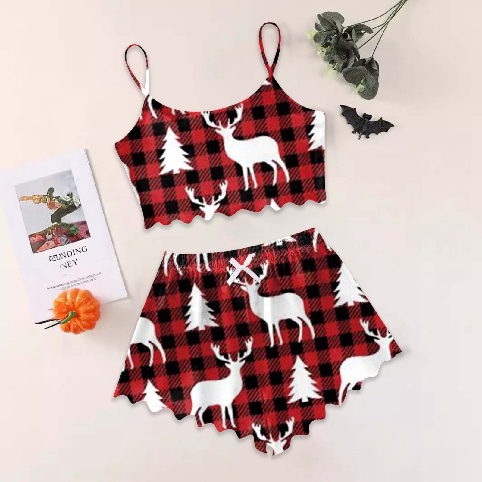 Christmas Pajamas 2 Piece Sets for Womens Pajama Sets Shorts and Cami ...