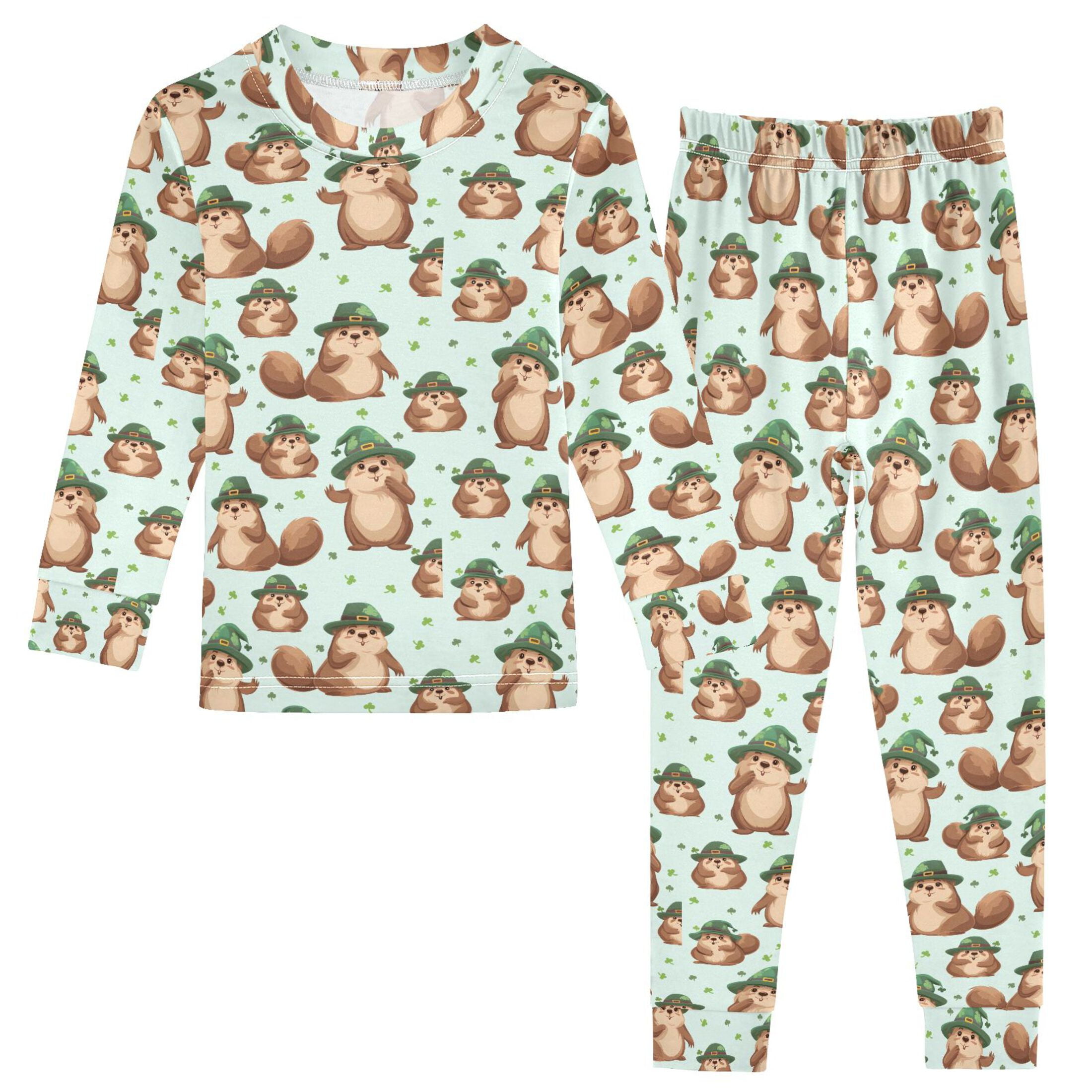 Christmas Pajamas Beaver Clover Cute Comfortable Cotton Two-piece ...