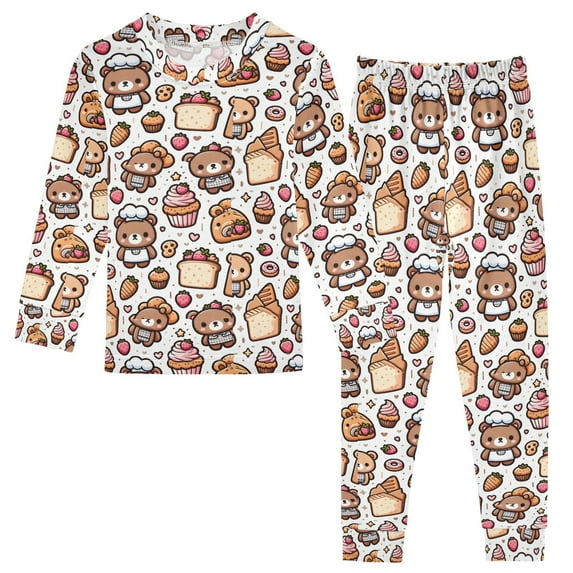 Christmas Pajamas Cute Teddy Bear Sticker in Bakery Concept Background ...