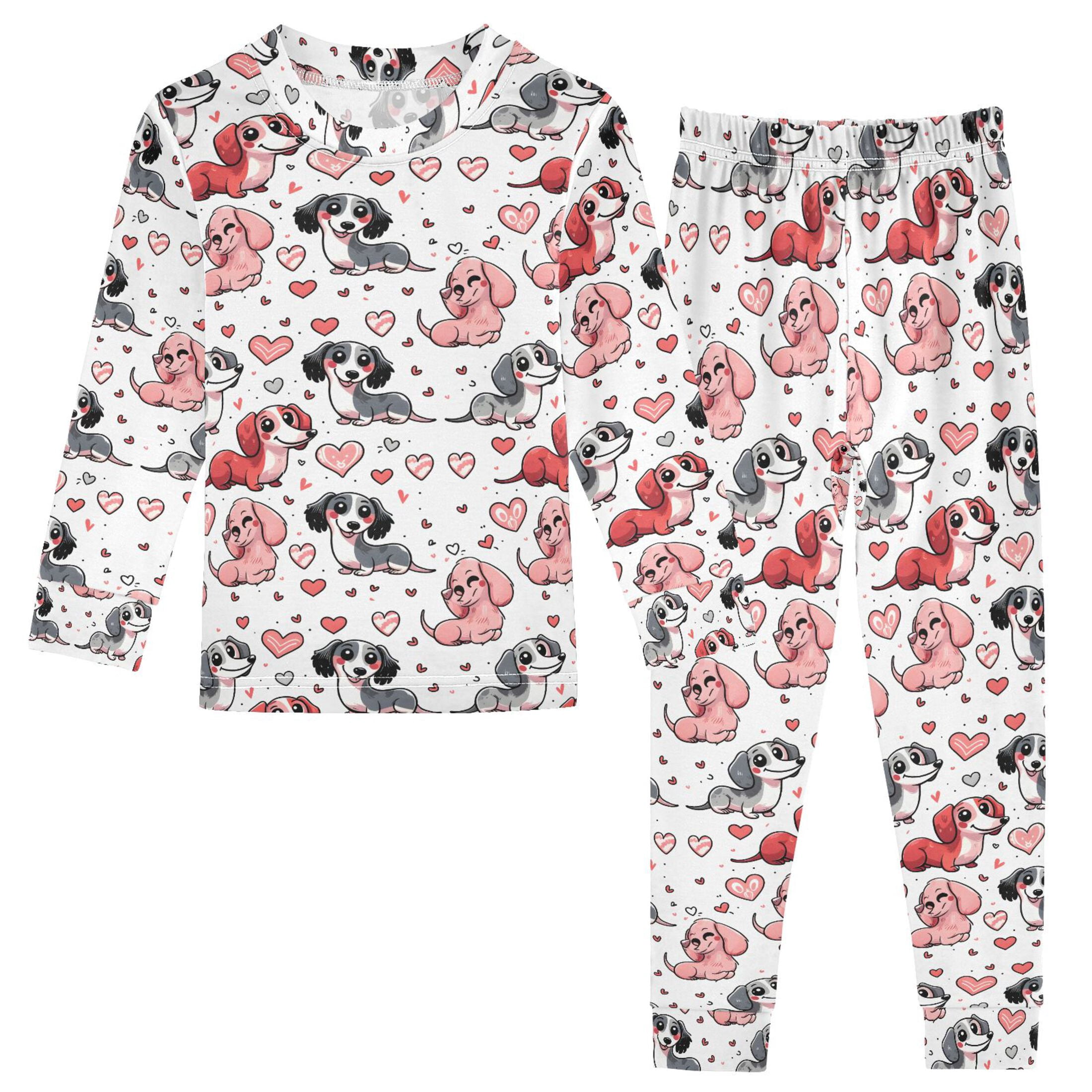 Christmas Pajamas Dachshund Dogs in The Shape A Heart Background Cute ...